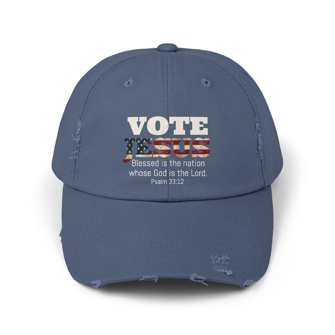 Vote Jesus Hat, Scripture Hat, Bible Verse Hat, Psalm 33:12 Hat ...