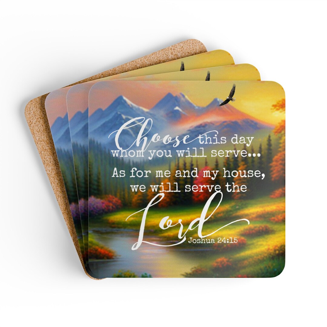 Joshua 24:15 Gift, Scripture Coasters, House Warming Gift, Mountain ...