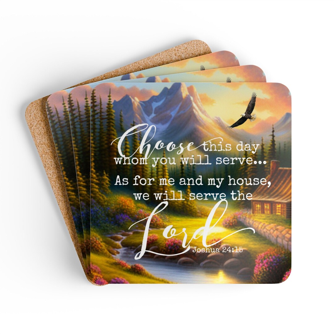 Joshua 24:15 Gift, Scripture Coasters, Warming Gift, Mountain Cabin ...