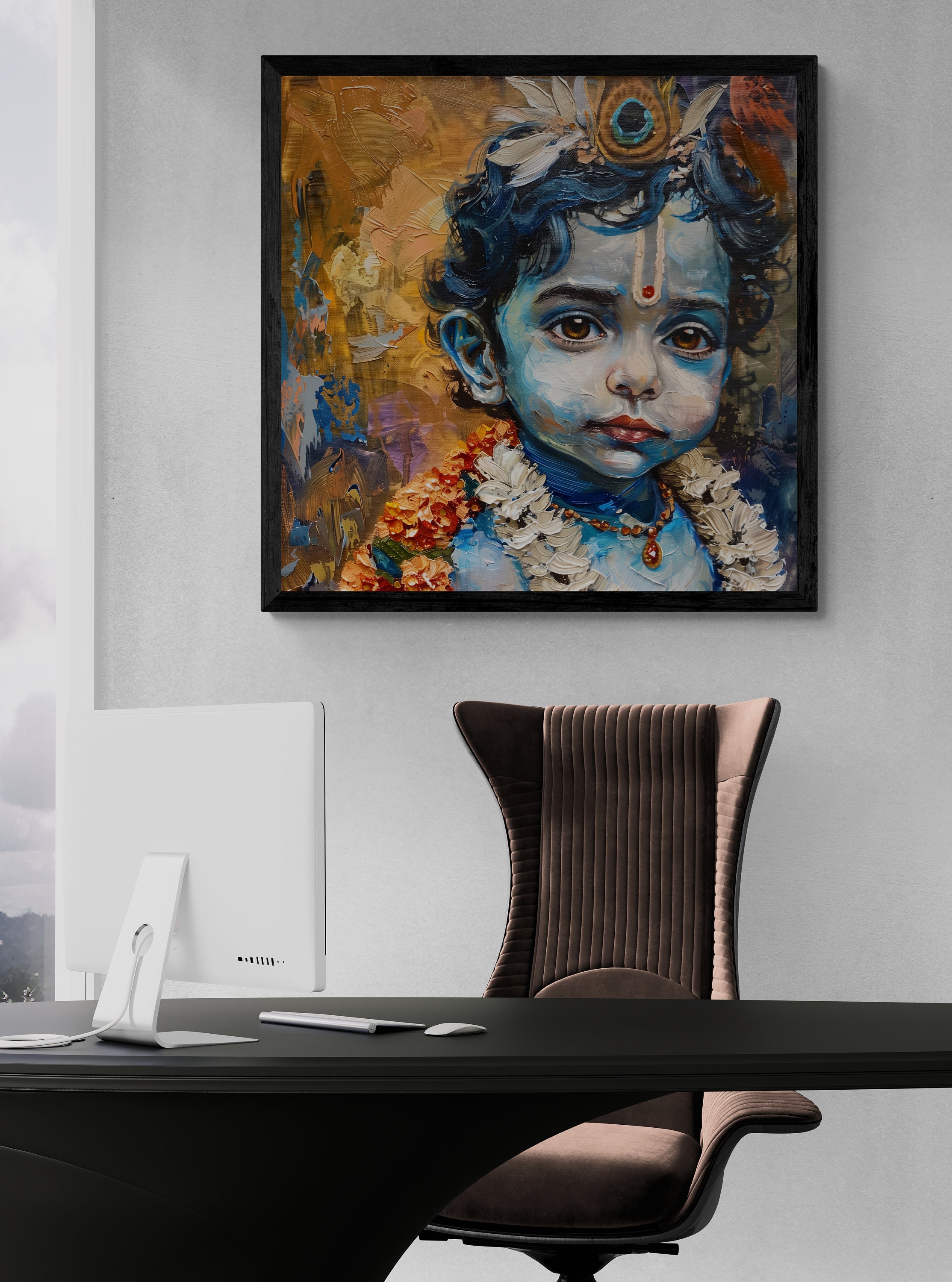 Baby Krishna Painting Printable for Home Décor, Krishna Wall Art Worship Puja, Krishna Prints ...