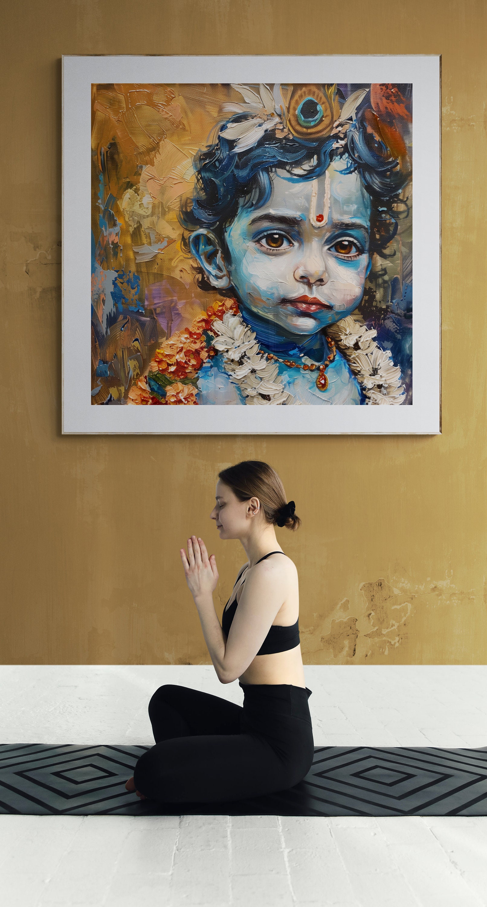 Baby Krishna Painting Printable for Home Décor, Krishna Wall Art Worship Puja, Krishna Prints ...