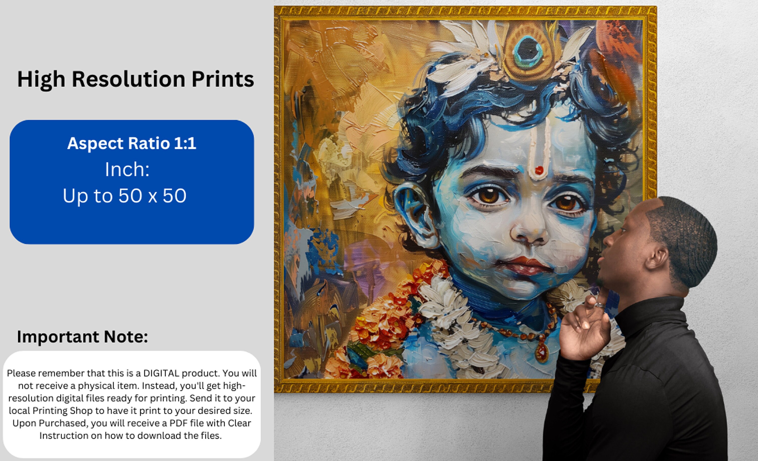 Baby Krishna Painting Printable for Home Décor, Krishna Wall Art Worship Puja, Krishna Prints ...