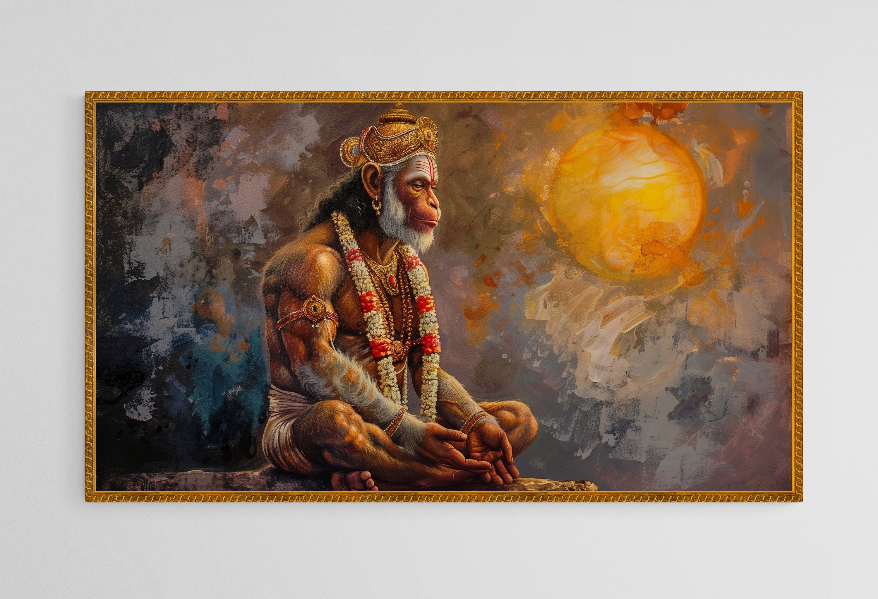 Hanuman Painting Printable for Home Décor, Hanuman Wall Art Worship ...
