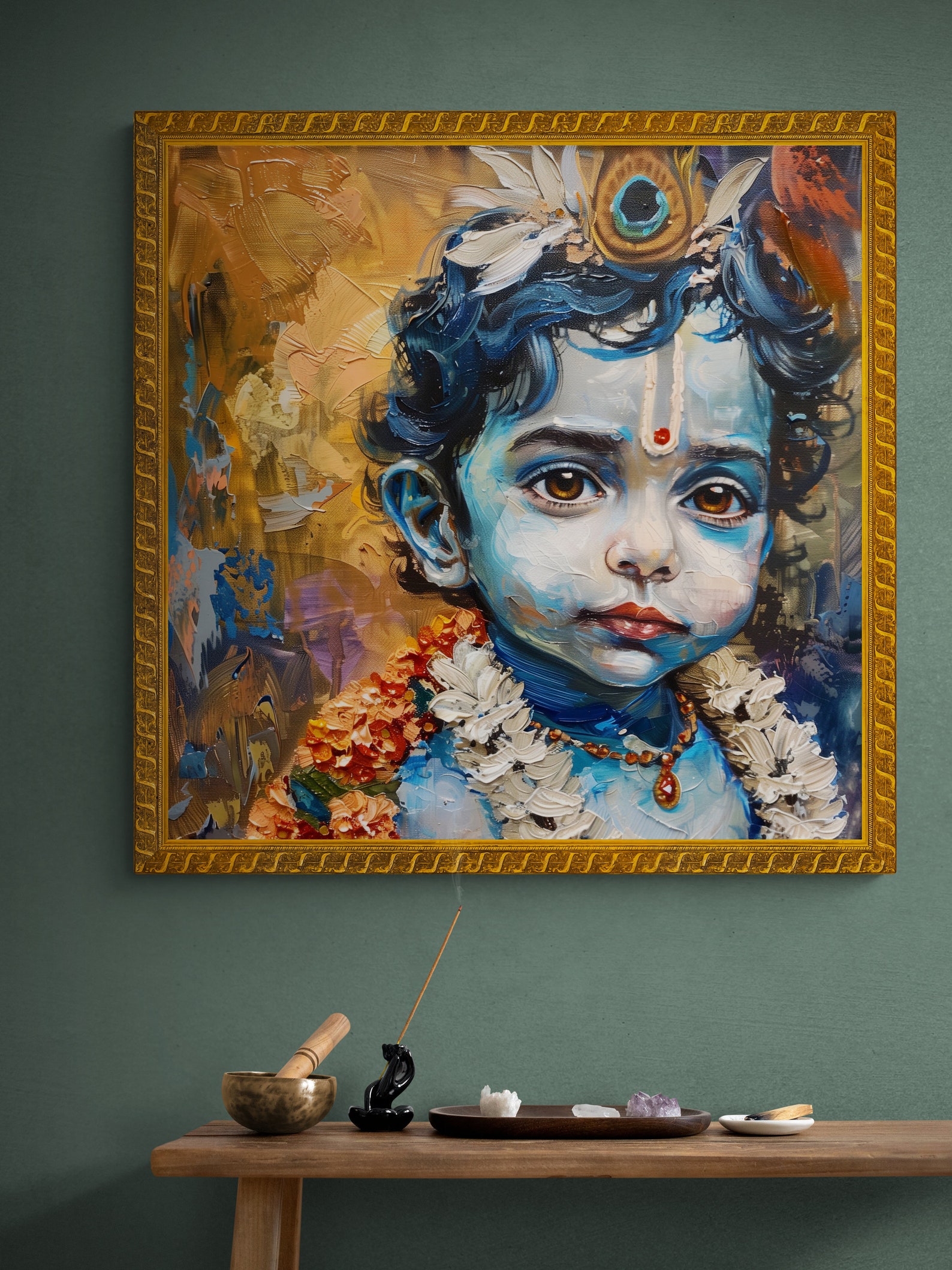 Baby Krishna Painting Printable for Home Décor, Krishna Wall Art Worship Puja, Krishna Prints ...