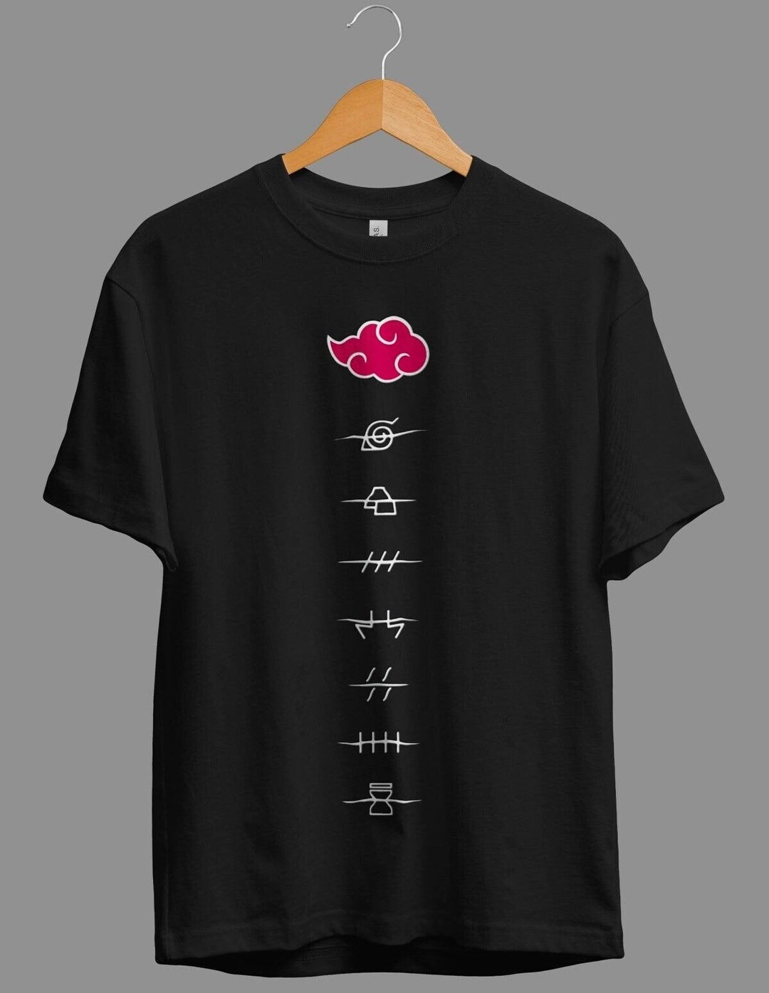 Oversize Anime Symbols %100 Cotton Anime-manga Cartoon Design Black T ...