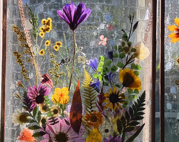 Pressed Flower Stained Glass Frame: Botanical Window Art - Etsy