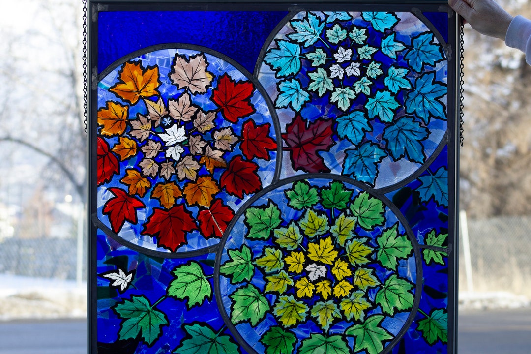 Canadian Stained Glass, Magnificent Maple, Fused Glass, Framed Panel - Etsy