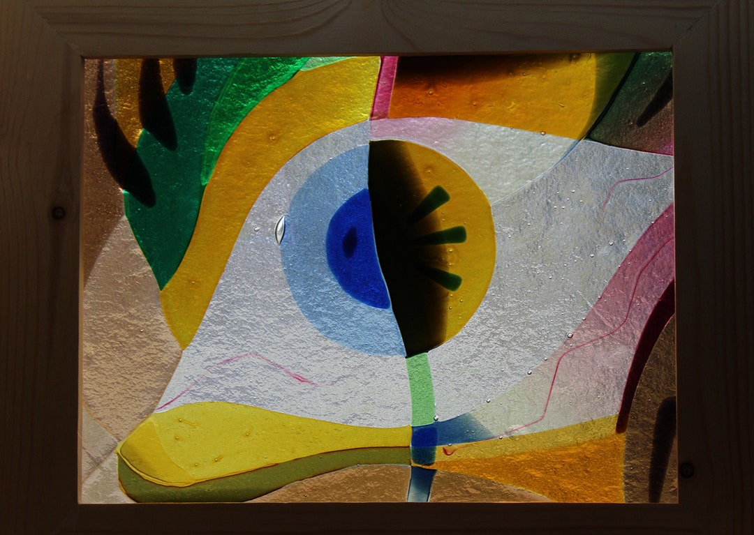 Colorful Fused Glass Window Art, Abstract Eye, Window Treatment - Etsy