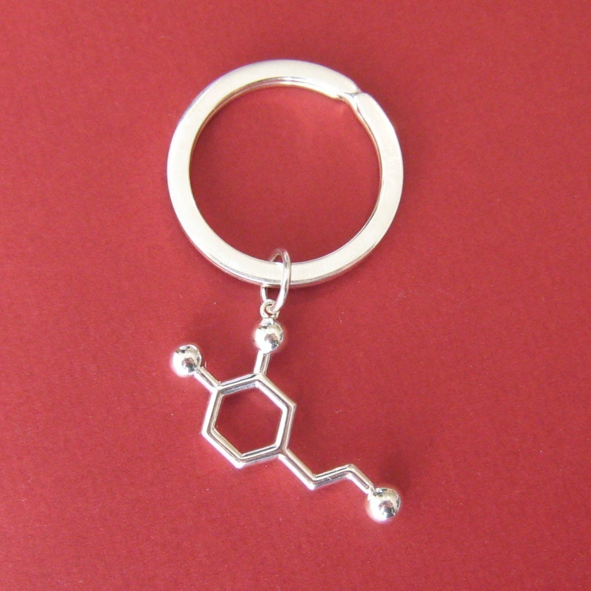 Dopamine Molecule Keychain Love in Solid Sterling Silver - Etsy