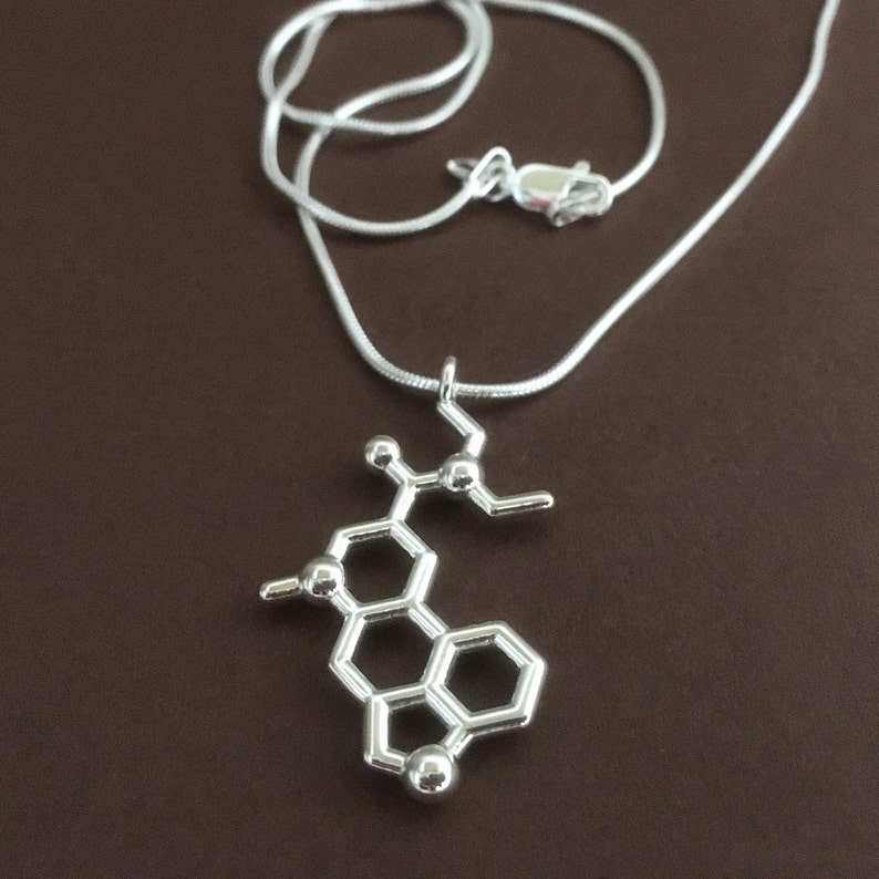 LSD Molecule Necklace in Solid Sterling Silver - Etsy