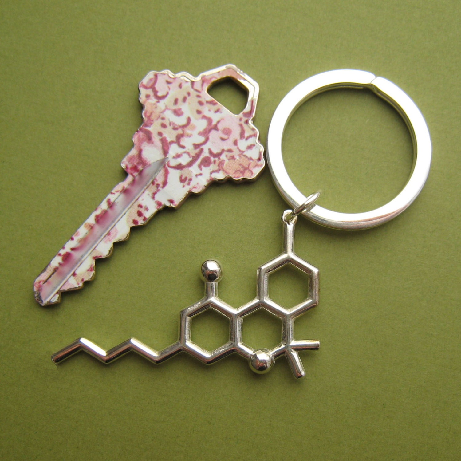 THC Molecule Keychain in Solid Sterling Silver - Etsy