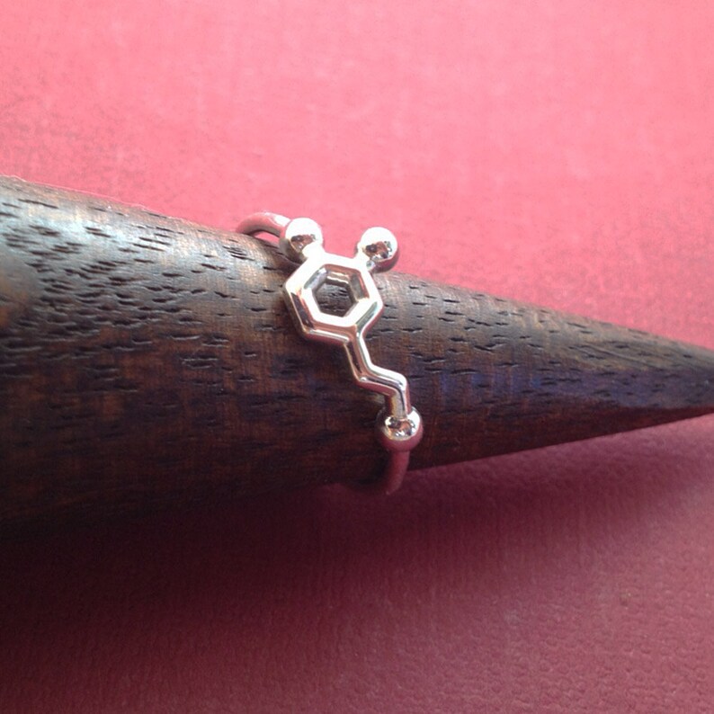 Dopamine Molecule Ring in Solid Sterling Silver - Etsy