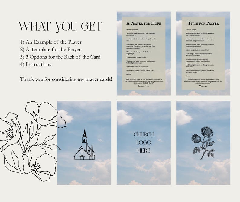 Editable Prayer Card Template | Printable Christian Card | 5.5x8.5 ...