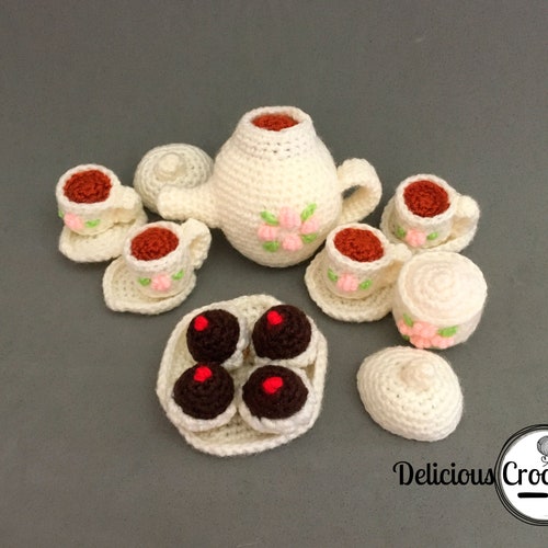 Amigurumi Pattern Crochet Tea Set and Cookies DIY Instant - Etsy