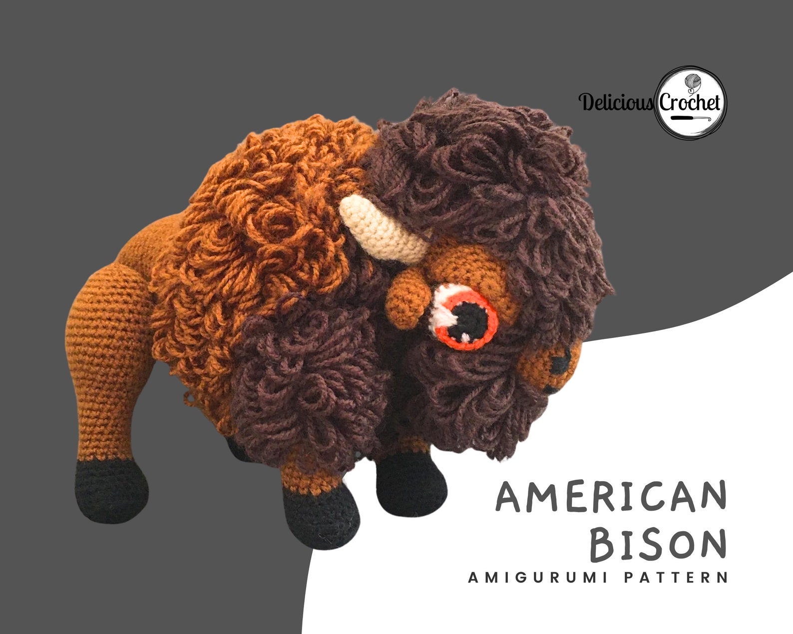 Amigurumi Pattern Crochet American Bison Buffalo DIY Instant Digital ...