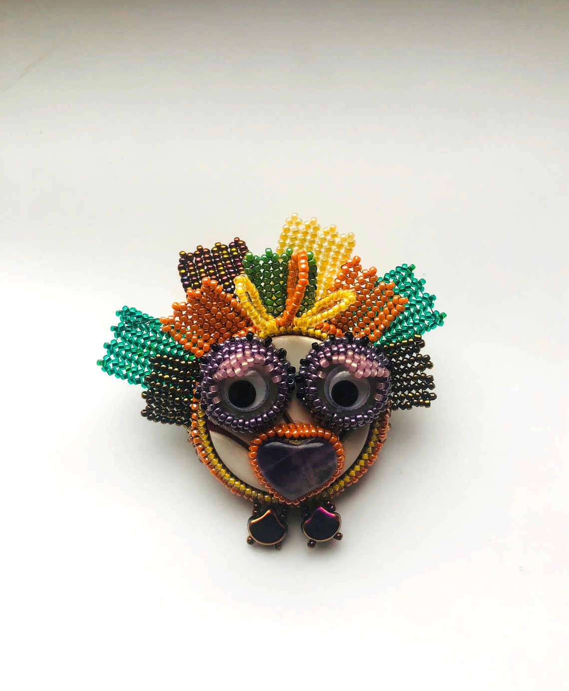 Thanksgiving Turkey Whimsical Turkey Face Brooch Beadwoven - Etsy