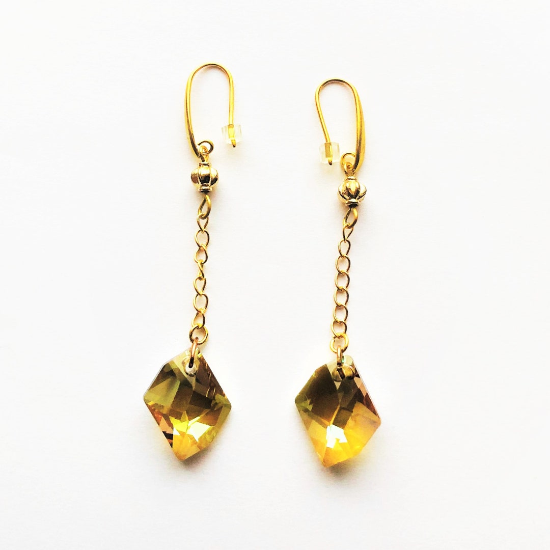 Topacio dorado Cristal de Swarovski grande Relleno de oro - Etsy España