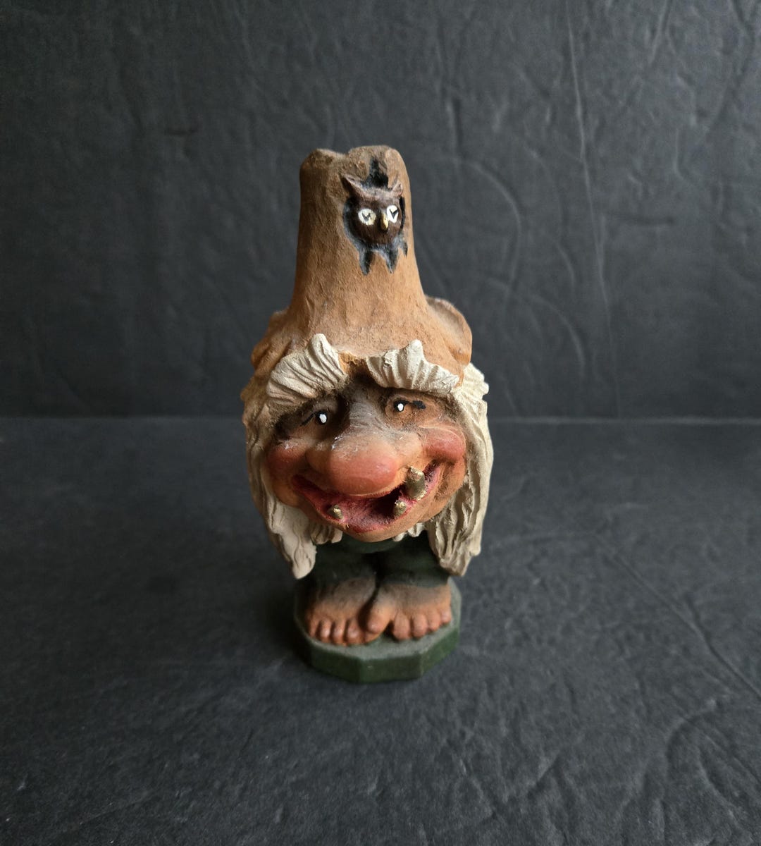 Vintage Henning Hand Carved Wooden 5 Inch Norwegian Troll With Owl ...