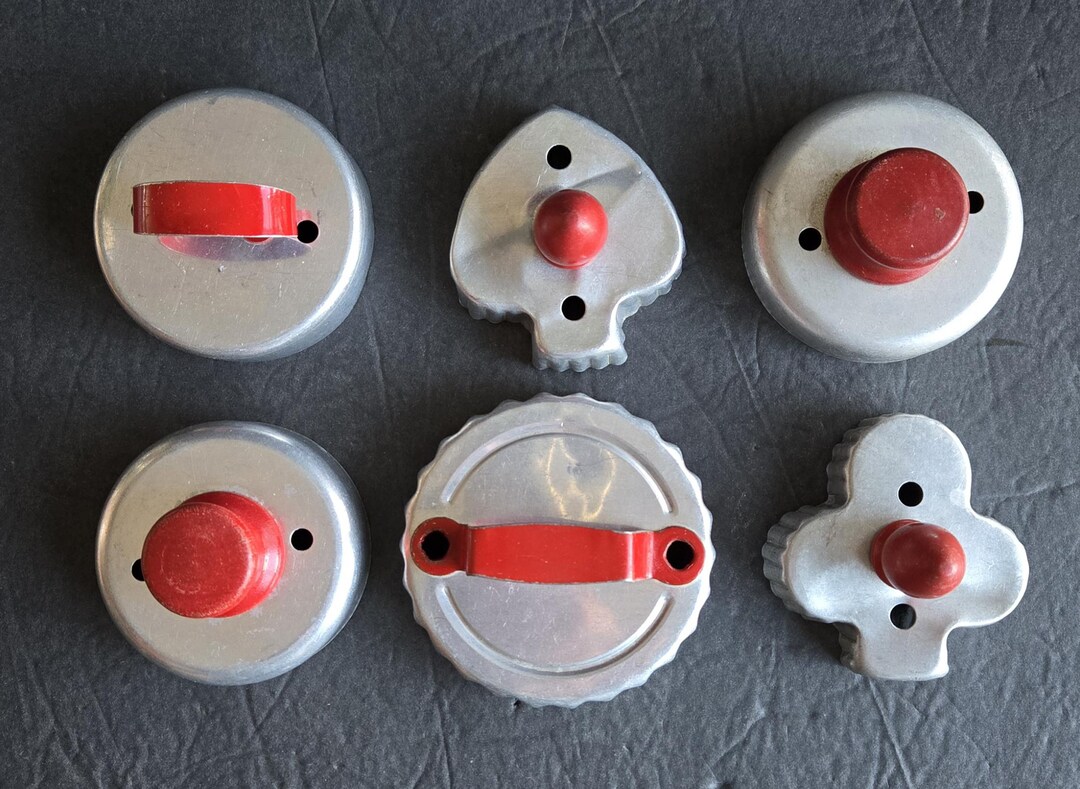 Vintage Metal Cookie Cutters Red Handles Lot of 6 Donut Biscuit - Etsy