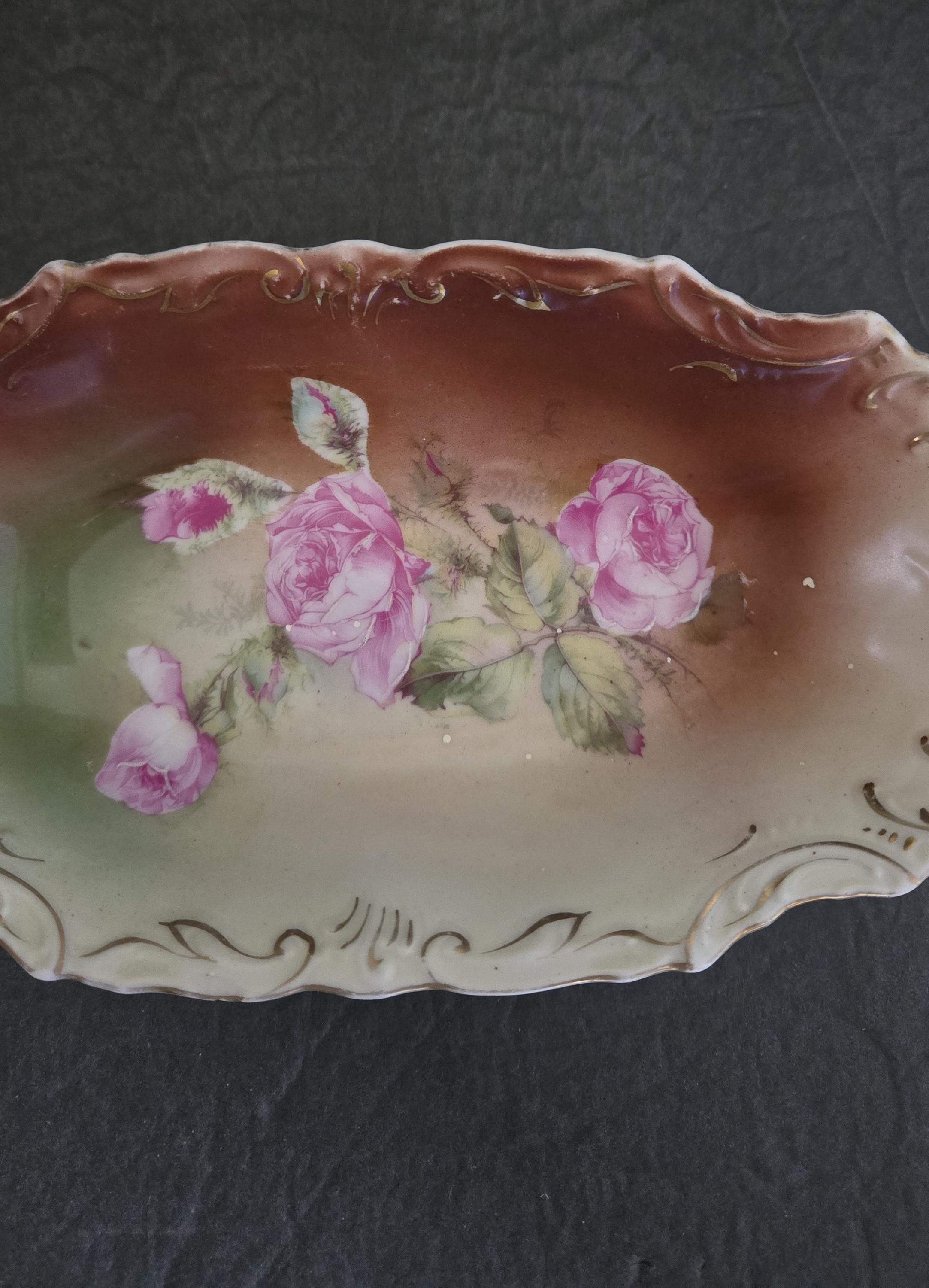 Antique Porcelain Roses Relish Dish - Etsy