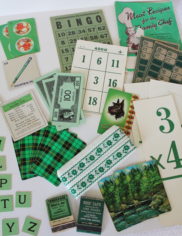 Vintage Green Ephemera and Goodie Pack - Etsy