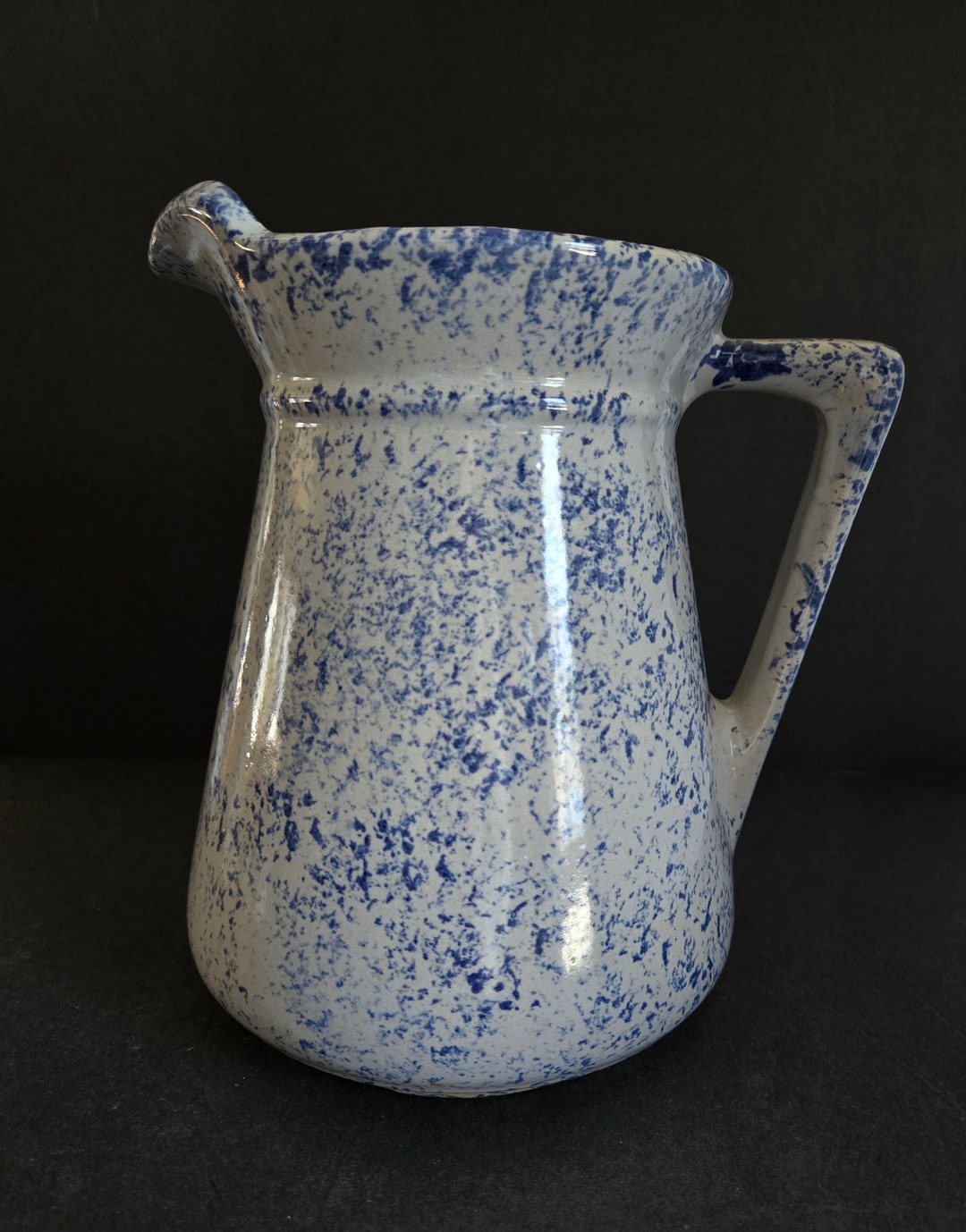 Vintage Stoneware Spongeware Spatterware Pitcher USA Primitive Style - Etsy