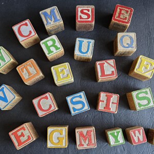 Vintage Rustic Lot of 23 Wooden Toy Alphabet Blocks Crafting Home Decor ...