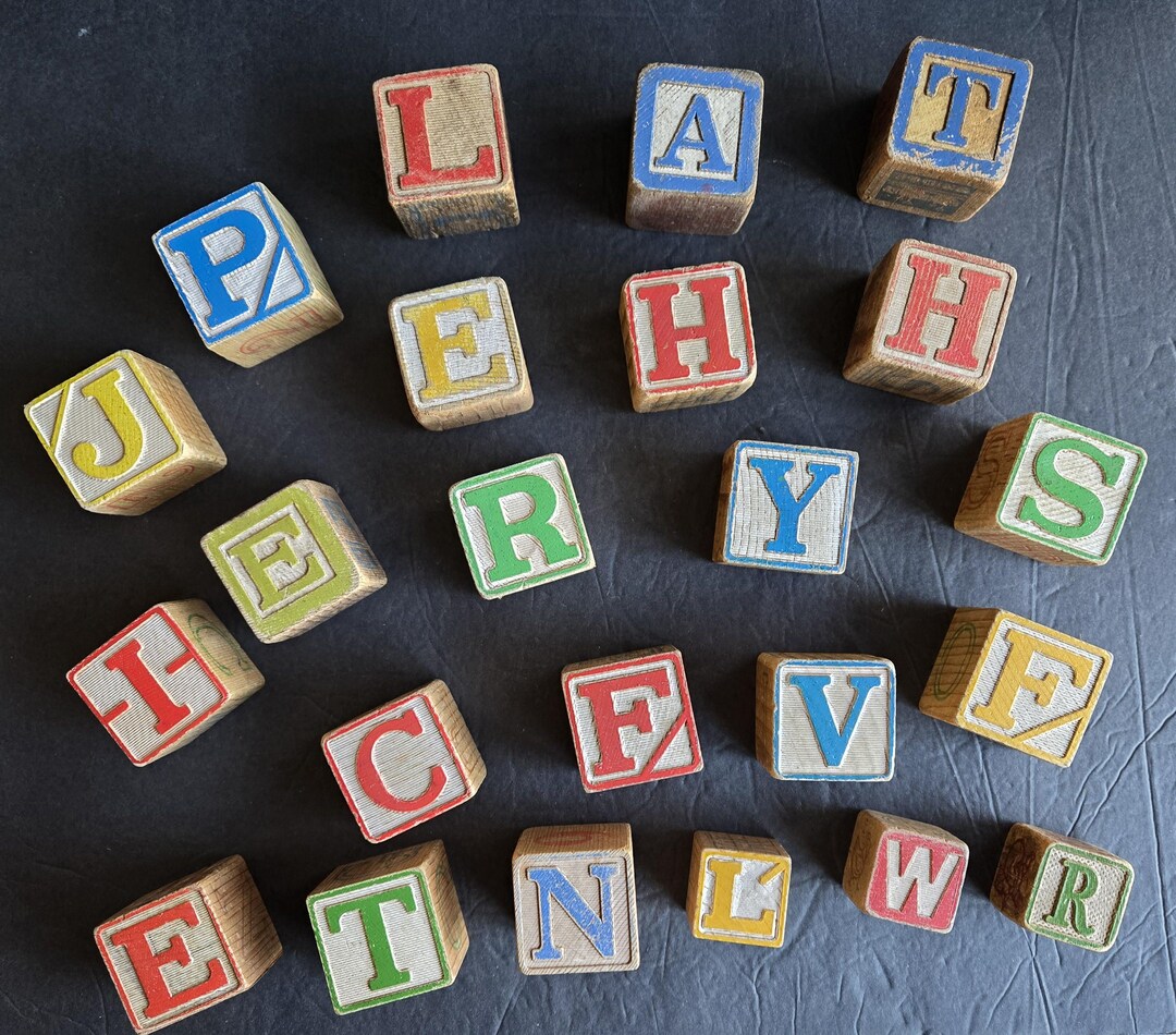 Vintage Rustic Lot of 23 Wooden Toy Alphabet Blocks Crafting Home Decor ...
