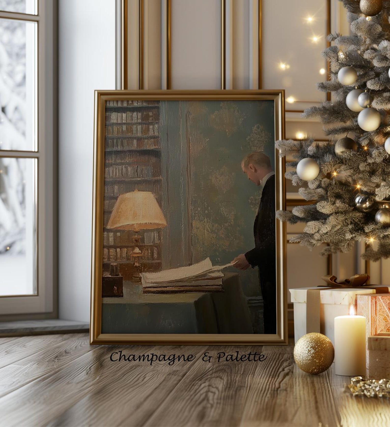 Vintage Library Art Print Victorian Study Scene Classic Gentleman ...