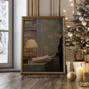 Vintage Library Art Print Victorian Study Scene Classic Gentleman ...