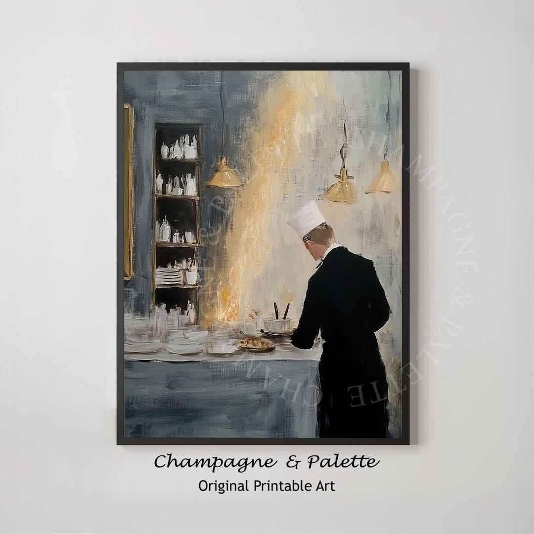 Vintage Chef Kitchen Art Elegant Culinary Wall Decor French Bistro ...