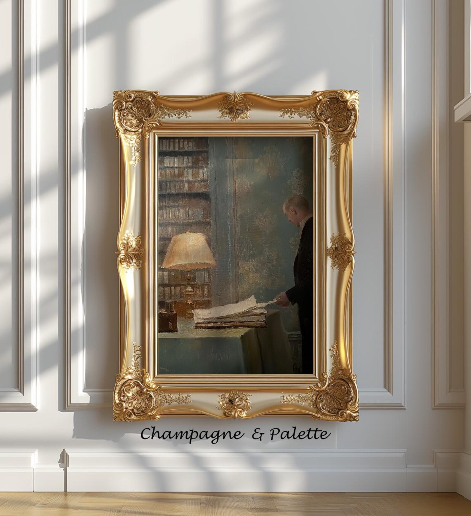 Vintage Library Art Print Victorian Study Scene Classic Gentleman ...