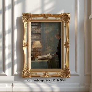 Vintage Library Art Print Victorian Study Scene Classic Gentleman ...