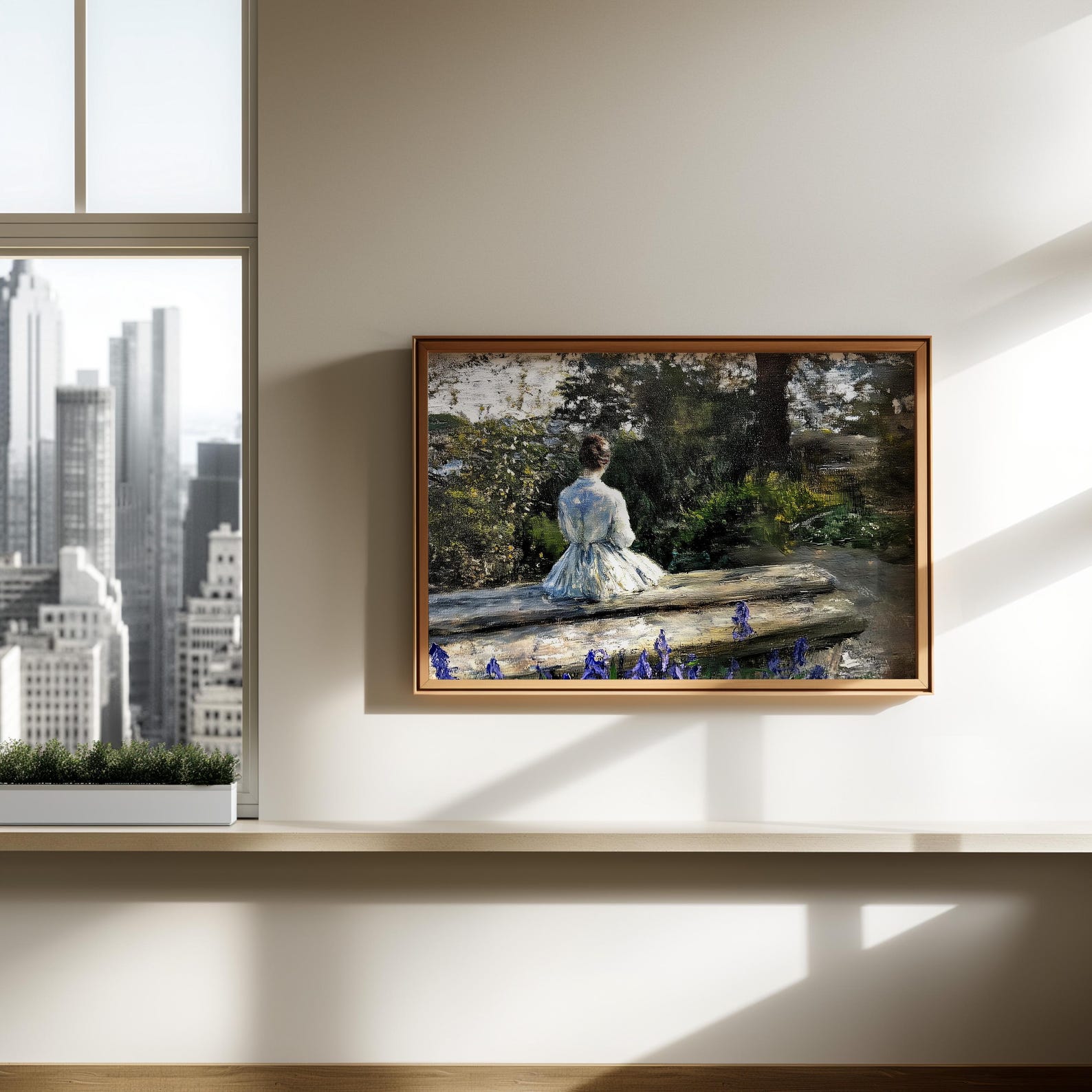 Victorian Lady in Garden, Impressionist Oil Painting, Vintage Garden ...