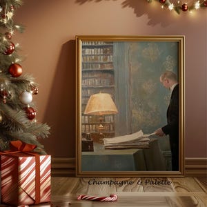Vintage Library Art Print Victorian Study Scene Classic Gentleman ...