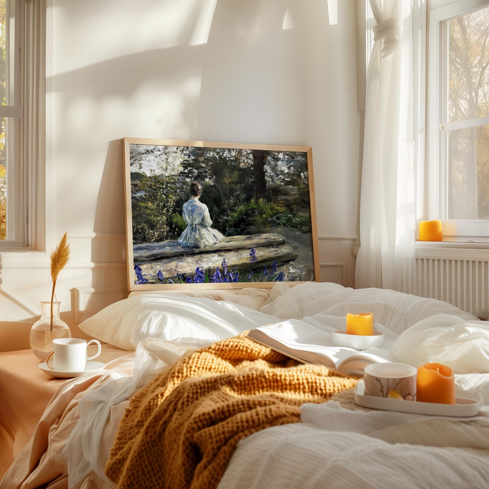 Victorian Lady in Garden, Impressionist Oil Painting, Vintage Garden ...