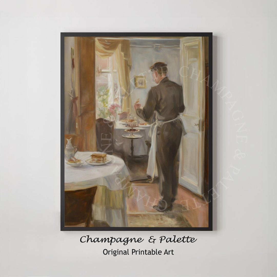 Victorian Dining Room Scene, Vintage Chef Art, Antique Wall Art ...