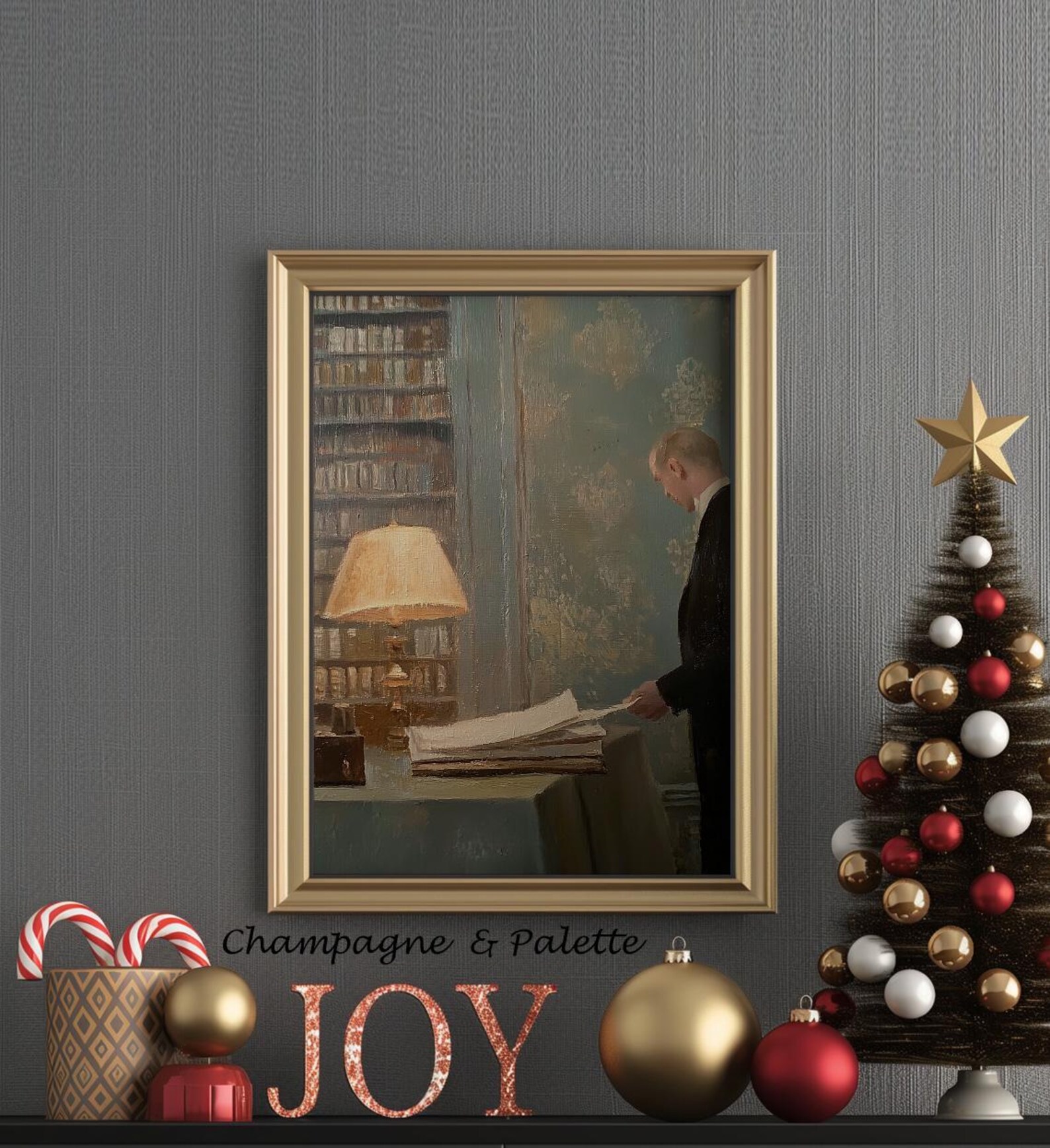 Vintage Library Art Print Victorian Study Scene Classic Gentleman ...