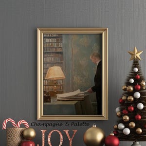 Vintage Library Art Print Victorian Study Scene Classic Gentleman ...