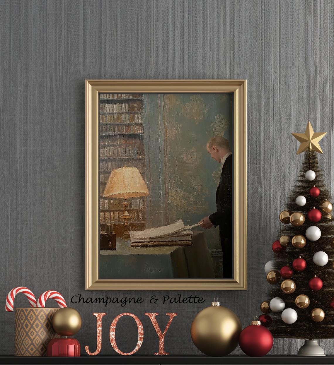 Vintage Library Art Print Victorian Study Scene Classic Gentleman ...