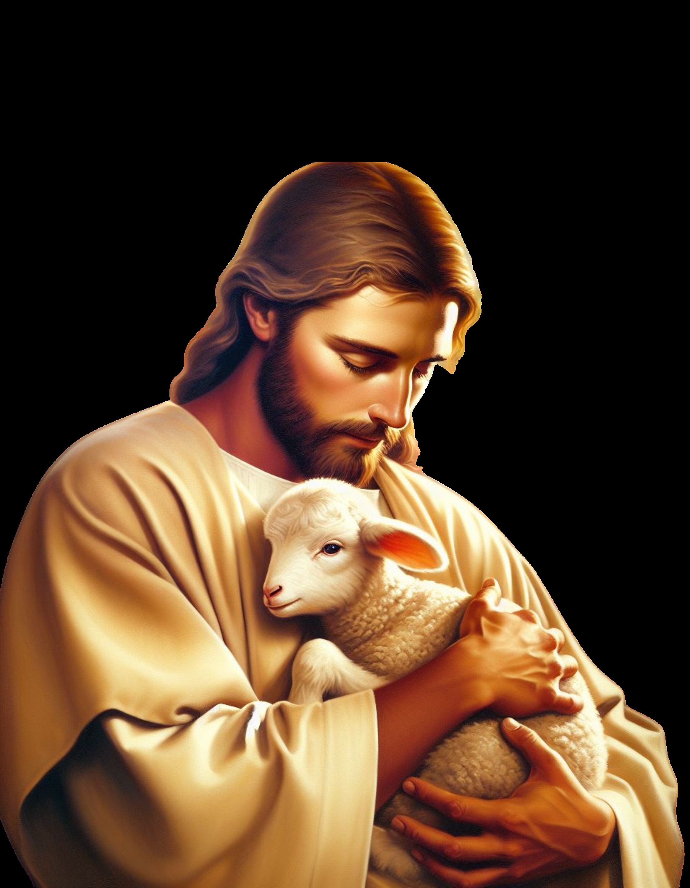 Divine Easter: PNG Images of Jesus Embracing Lambs - Etsy