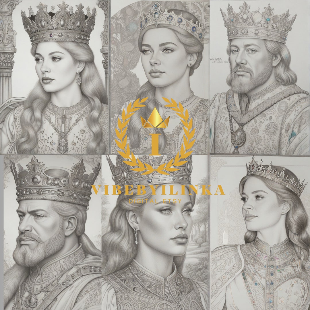Regal Coloring Adventure: 10 Royal Drawings for Kids - Etsy