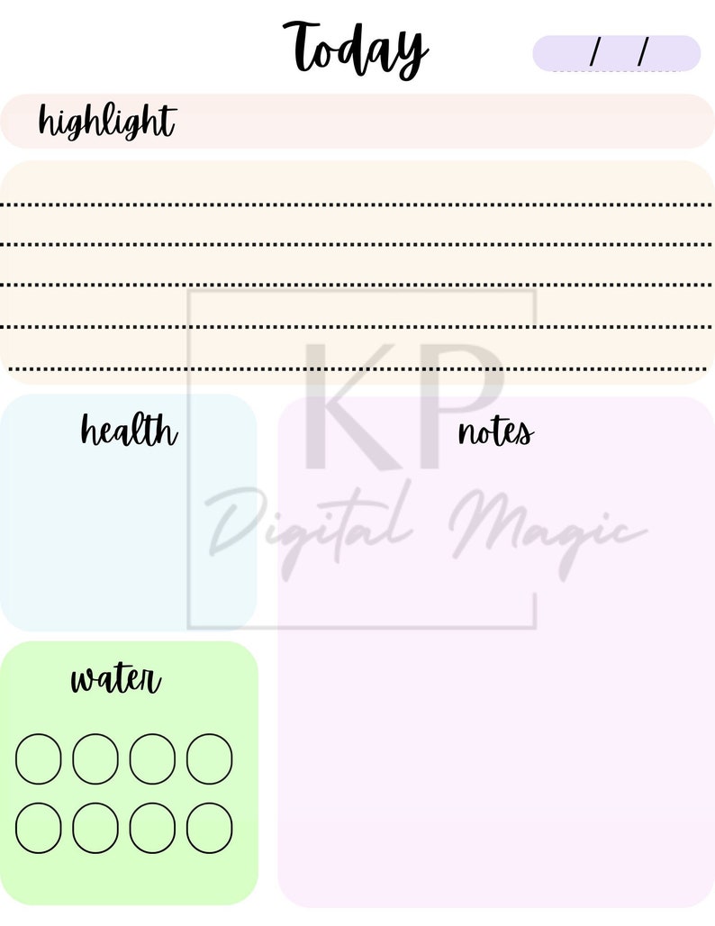 Bright Notepad Printout, Worksheet, Journal Daily Planner Happy 8 1/2 ...