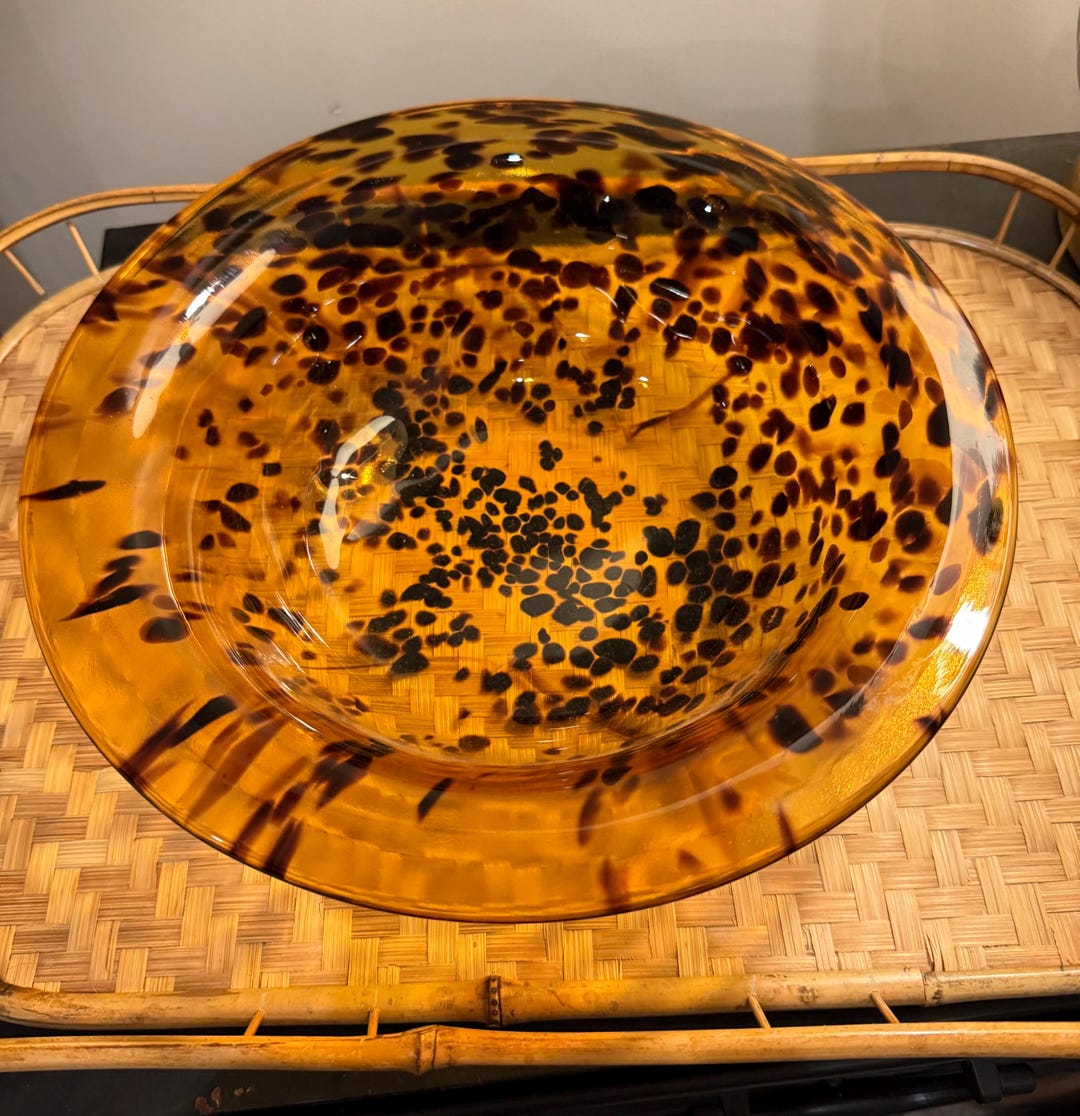 Vintage Tortoiseshell Glass Bowl – Amber Brown Mottled Art Glass - Etsy
