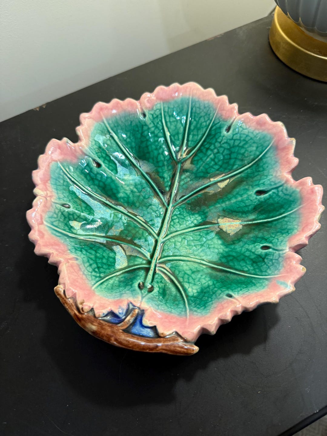 Antique 19th Century Griffin, Smith & Hill Etruscan Majolica Oak Leaf Tray – Marked – 8 ...