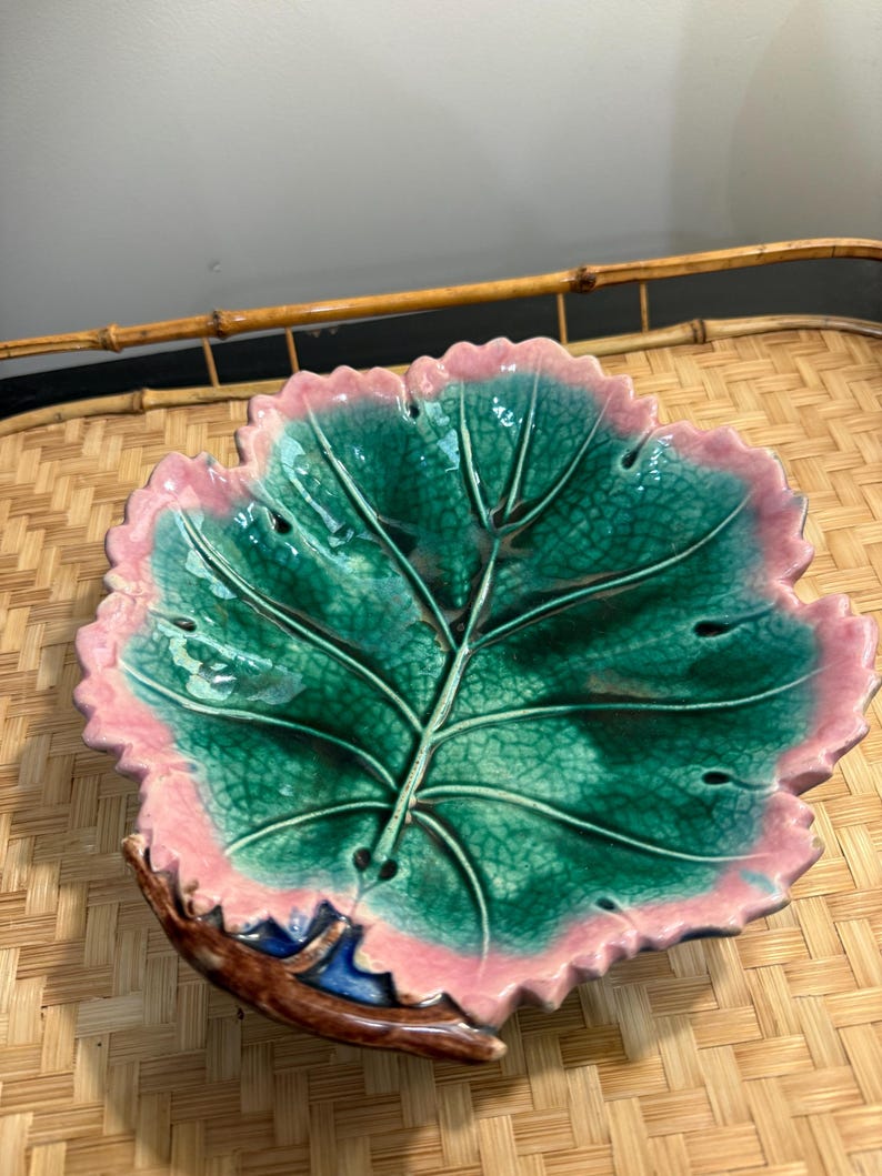 Antique 19th Century Griffin, Smith & Hill Etruscan Majolica Oak Leaf Tray – Marked – 8 ...