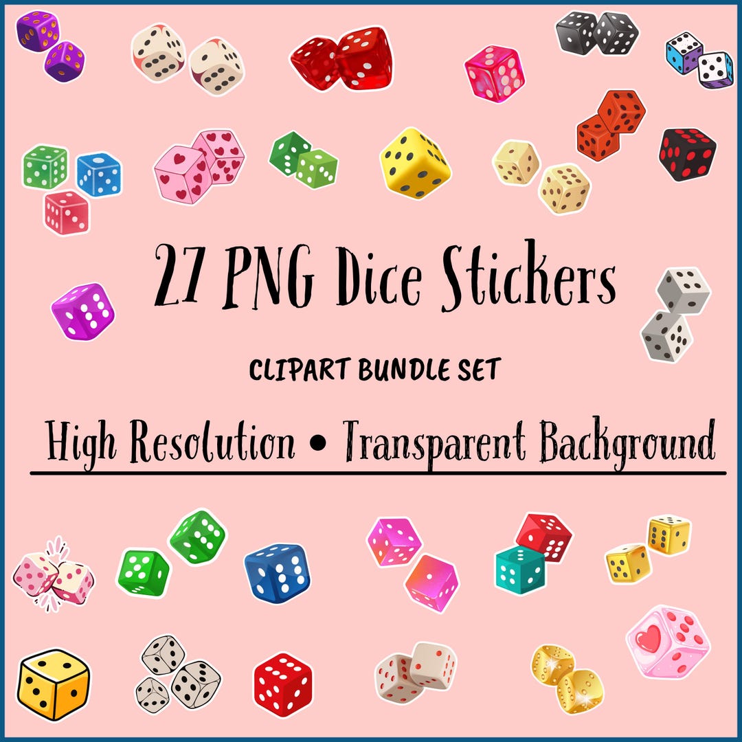Dice Stickers | 27 PNG Clipart, Digital Planner Stickers (print & Cut ...