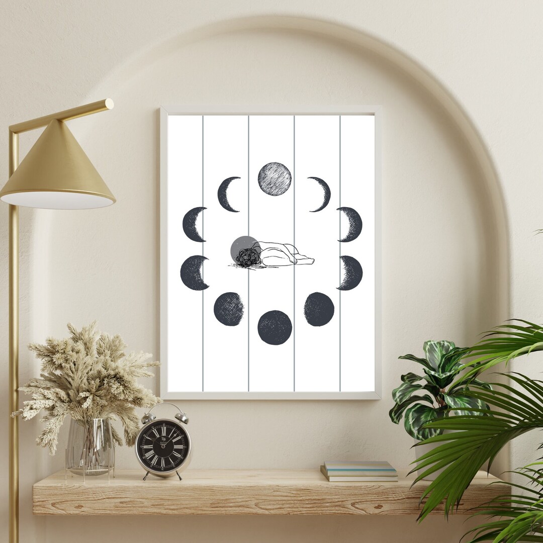Melancholic Vortex Digital Wall Art, Moon Cycle Print, Sadness of Full ...
