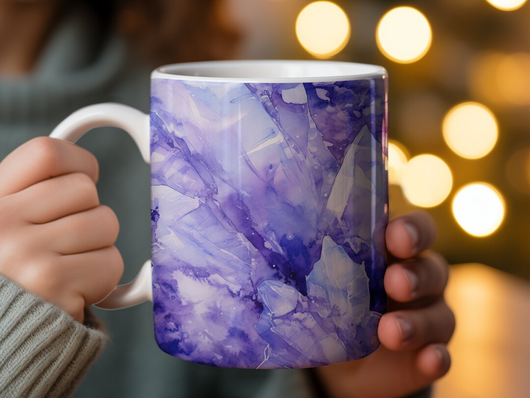 Abstract Art Mug, Purple Watercolor Design Mug, Unique Coffee Mug ...
