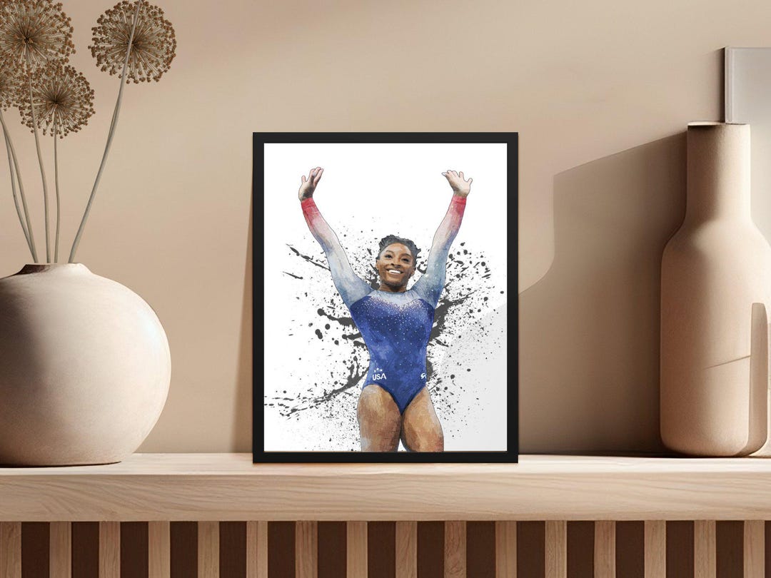 Simone Biles USA Gymnastics Star Digital Illustration Wall Art Sports ...